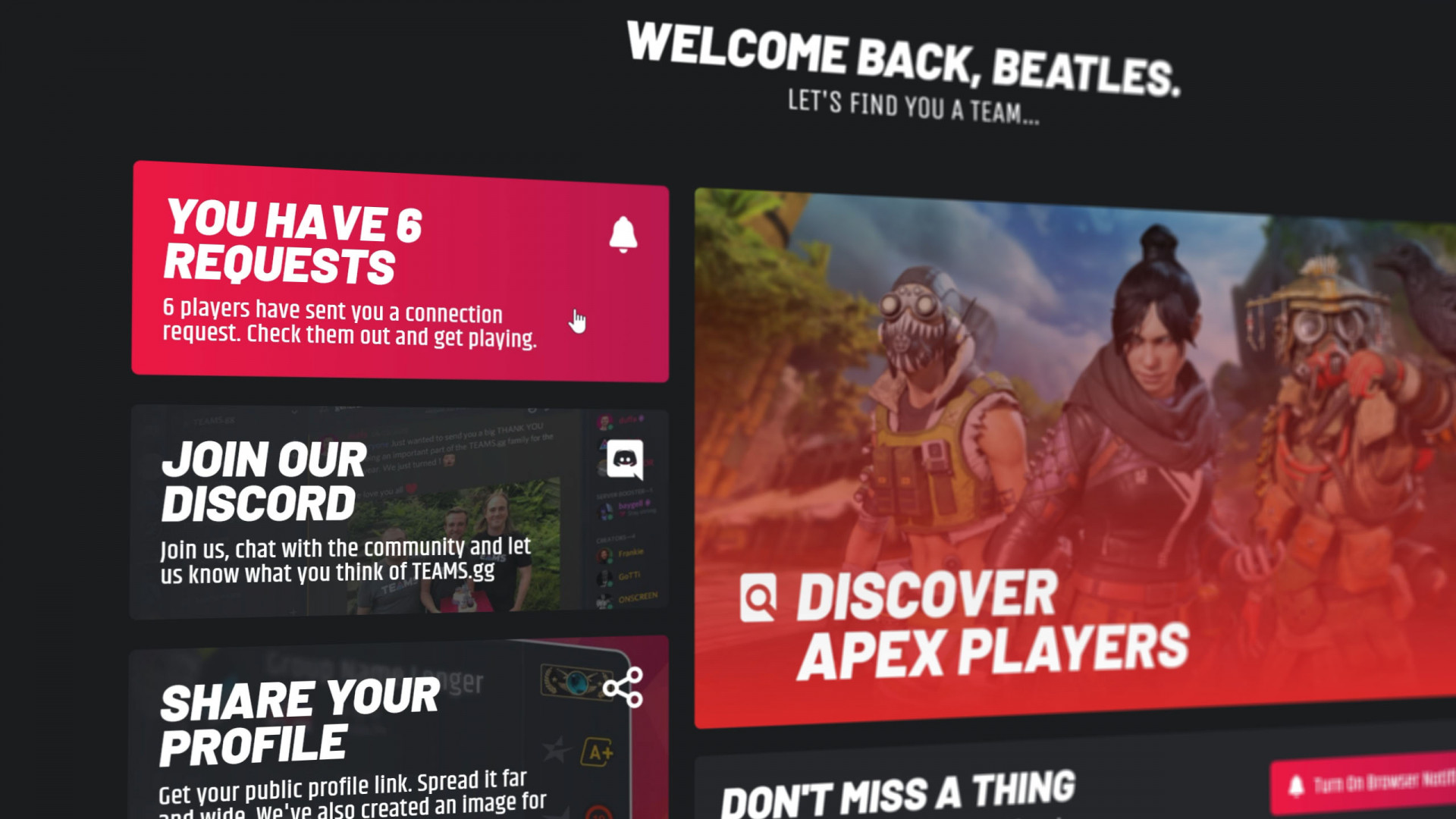 TEAMS.gg expands matchmaking services to Apex Legends