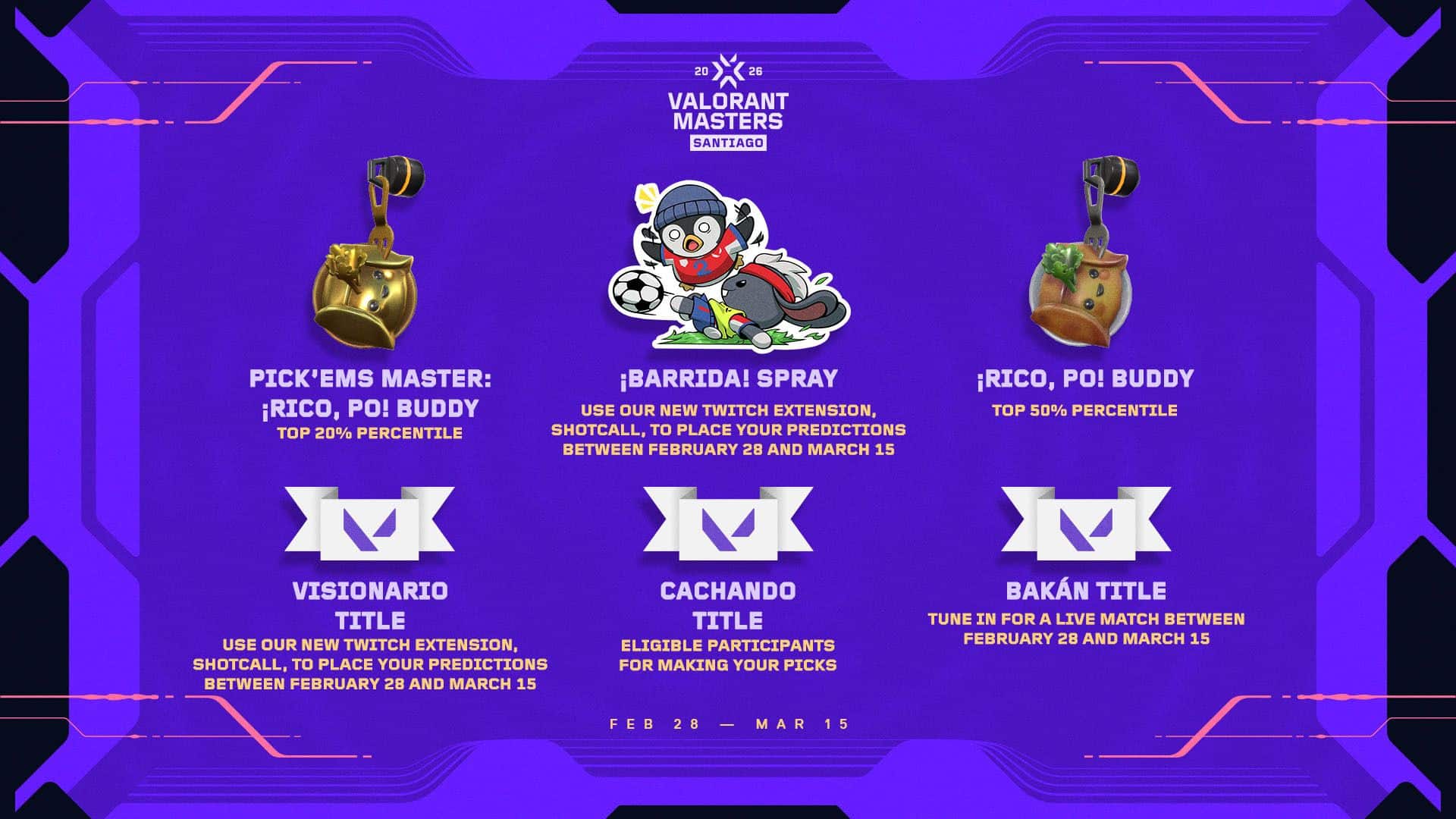 2026 VALORANT Masters Santiago drops: all rewards